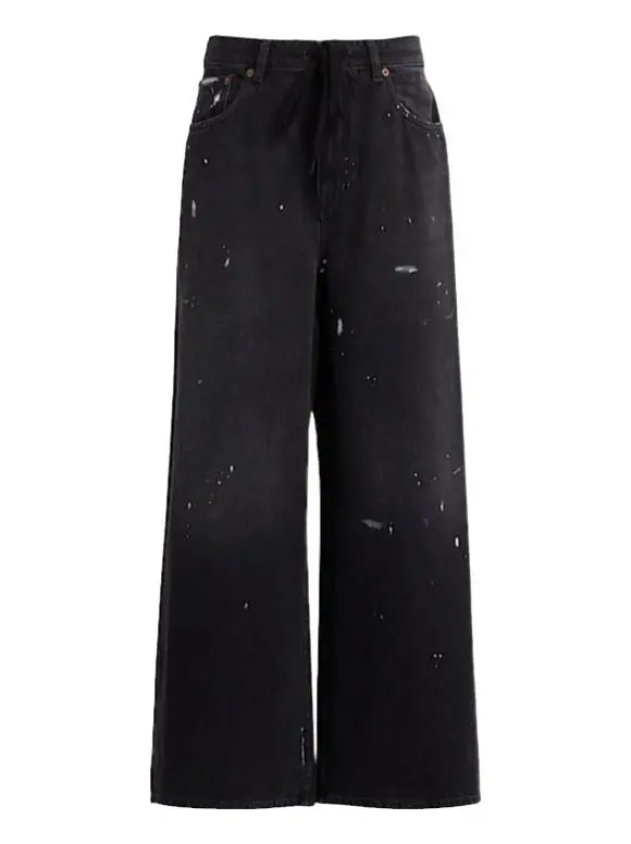 MAISON MARGIELA Mid Rise Painted Wide Leg Jeans - Black