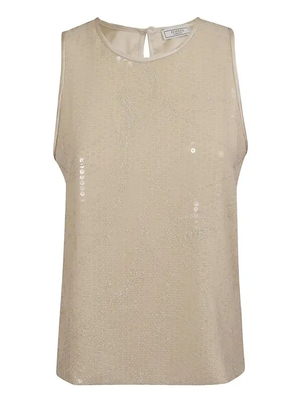 Peserico Sequin Embellished Georgette Top - Beige