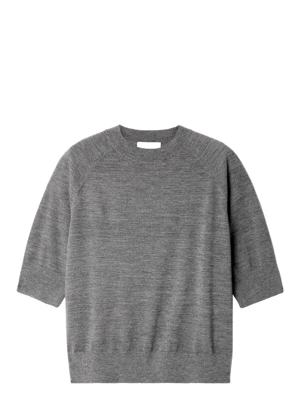 Dries Van Noten Crew Neck Ribbed Knit Pullover - Gray