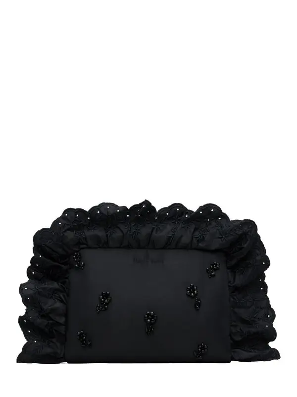 Simone Rocha Beaded Floral Appliqué Pillowcase Clutch - Black