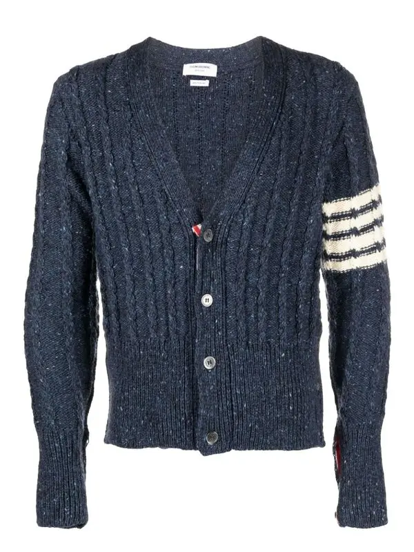 Thom Browne 4-bar Knitted Cardigan - Black