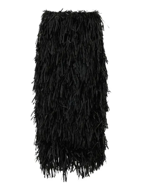 Co Name' Textured Fringe Skirt - Black