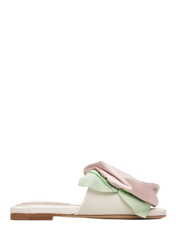 Simone Rocha Floral Appliqué Square Toe Open Toe Slippers - Nude