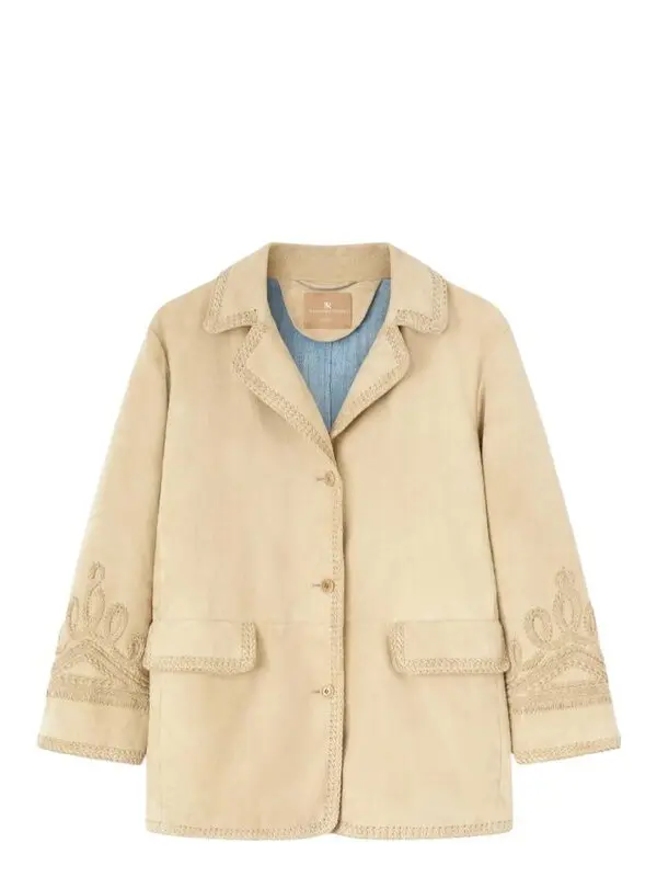 Ermanno Scervino Embroidered Suede Jacket - Nude