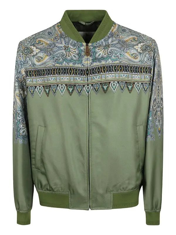Etro Paisley Print Bomber Jacket - Green