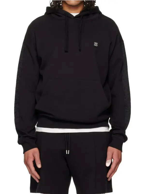 Hugo Boss Long-sleeved Hoodie With Lace Trim - Black