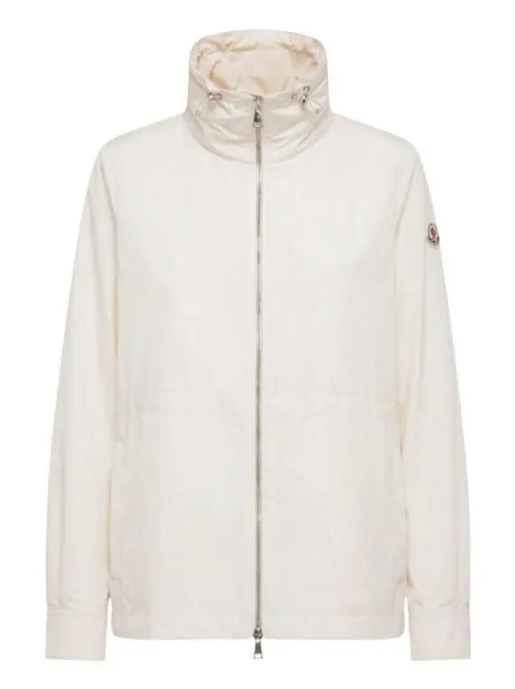 Moncler Ennette" Tech Hooded Short Parka Jacket - White