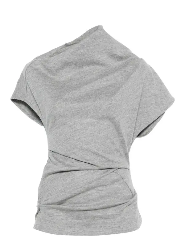 ENTIRE STUDIOS Short-sleeved Turtleneck Top With Draped Detailing - Grey