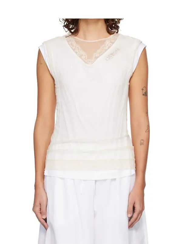 Simone Rocha Lace-trimmed T-shirt - White