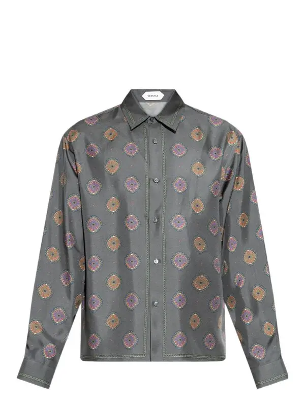 Versace Pattern-printed Twill Regular Shirt - Gray