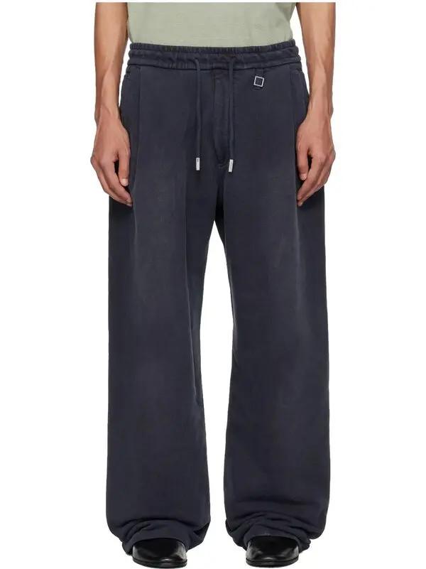 WOOYOUNGMI Faded Logo Drawstring Wide-leg Pants - Black