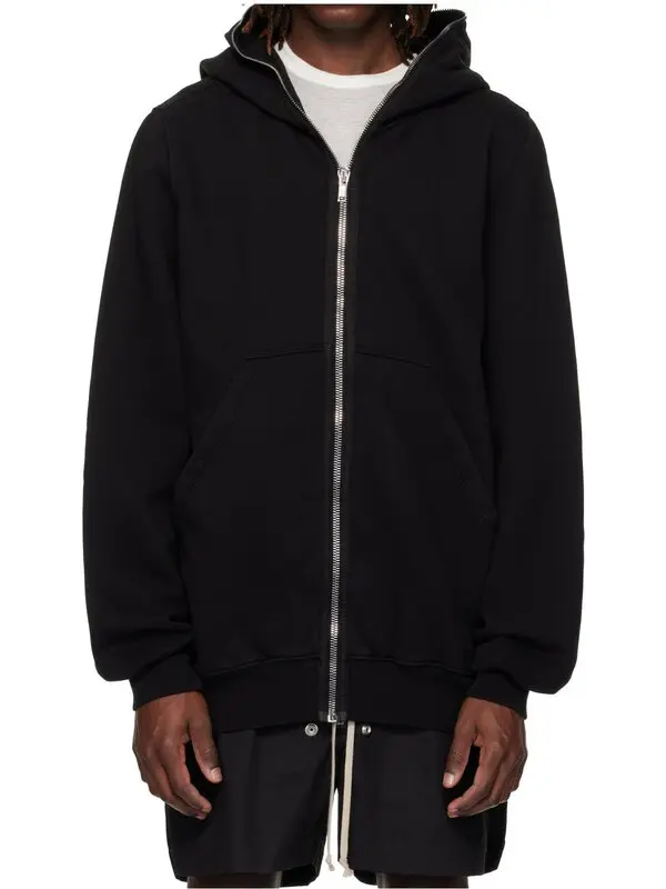 Rick Owens Zip Hooded Cotton Sweatshirt - Black