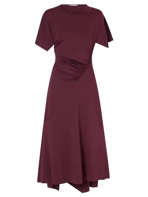 Victoria Beckham Draped Satin-jersey Midi Dress - Burgundy