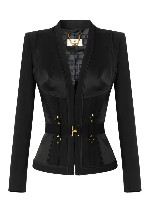 Elisabetta Franchi Belted Bustier Jacket - Black