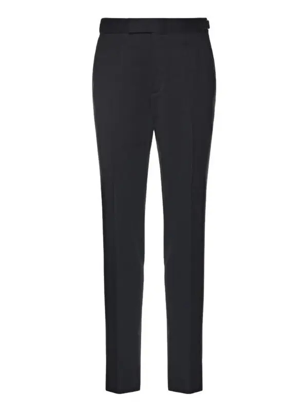 Zegna Tailored Straight-leg Wool Pants With Buckle Detail - Black