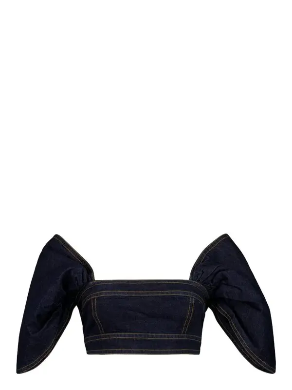 Zimmermann Rebellion Puffed-sleeve Denim Top - Night Sky Color