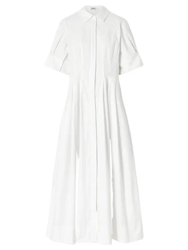 Simkhai Mollie Pleated Cotton-poplin Midi Shirt Dress - White