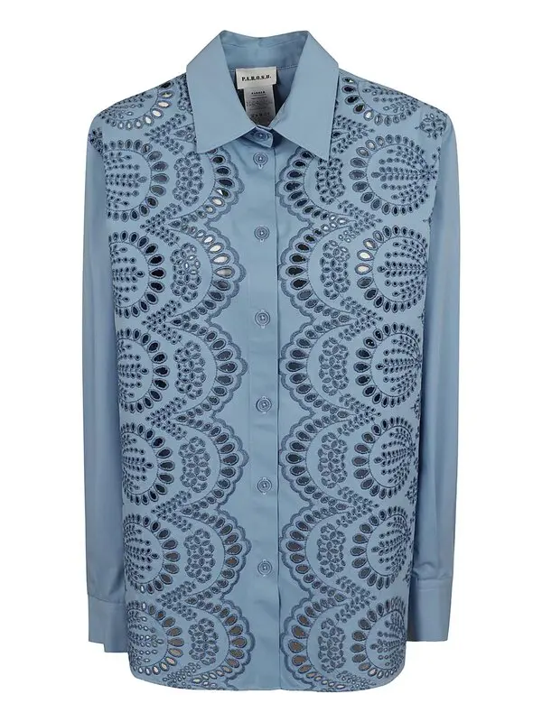 P.a.r.o.s.h Embroidered Long-sleeve Shirt - Blue