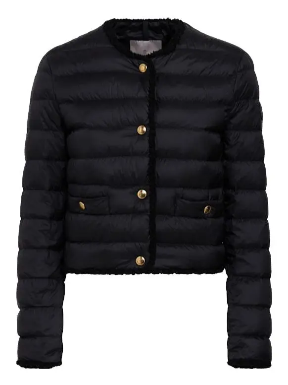 Moncler Fleurs Bouclé Down Jacket - Black