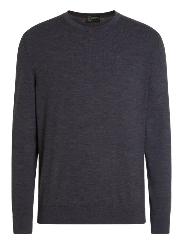 Zegna Crewneck Pullover In Vellus Aureum - Dark Gray