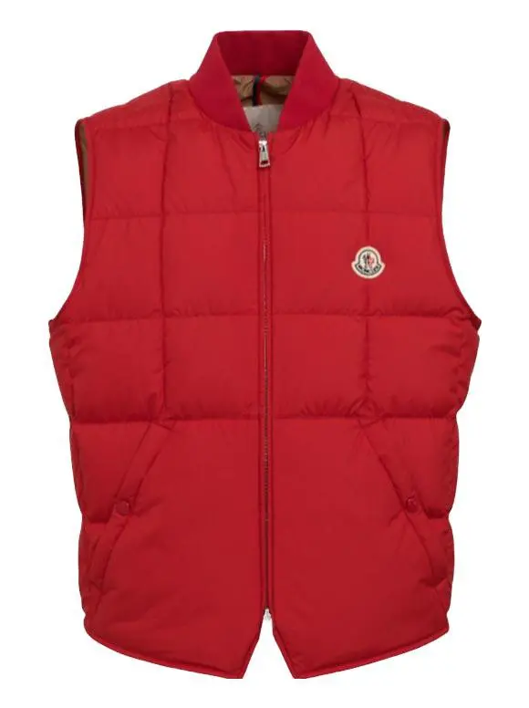 Moncler Elberton Tech Square-quilted Down Vest - Red