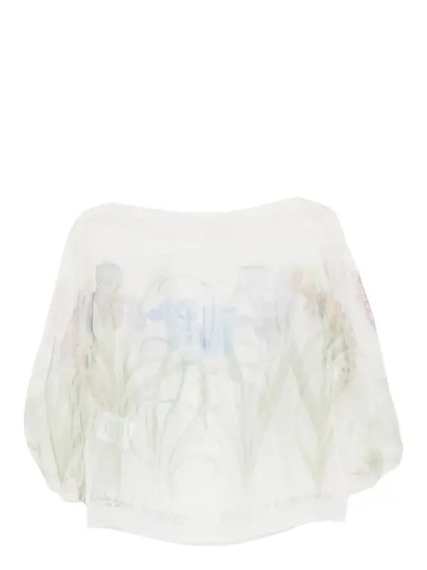 Alberta Ferretti Floral Print Sheer Blouse - White