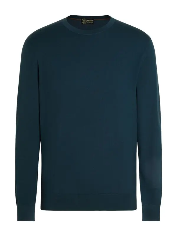 Zegna Vellus Aureum Crewneck Sweater - Dark Green