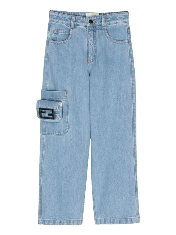 Fendi Cargo Jeans With Logo Detail - Blue
