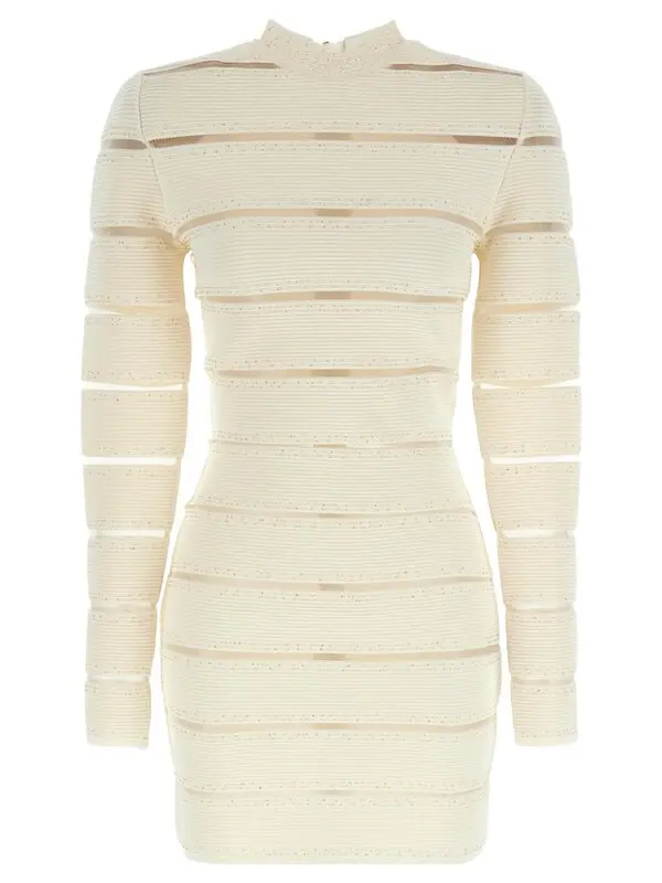 Balmain Sheer Panel Sequin Mini Dress - Nude