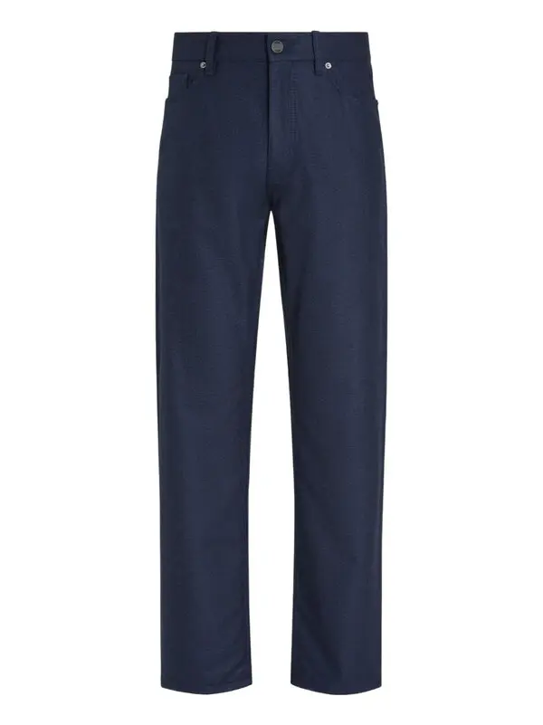 Zegna Mélange Wool And Cashmere Roccia Pants - Dark Blue Blend