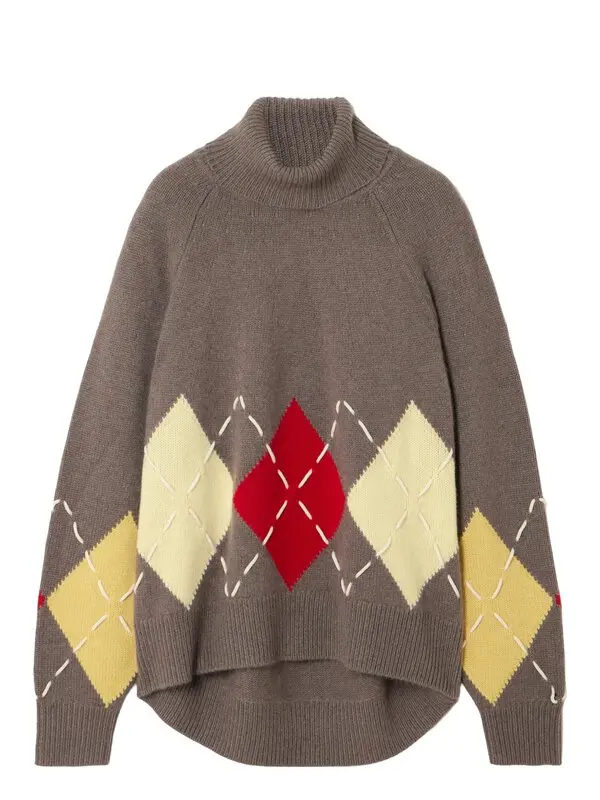 Arch4 Courchevel Embroidered Argyle Cashmere Sweater - No