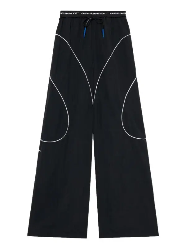 Off-White Logo Waist Wide-leg Pants - Black