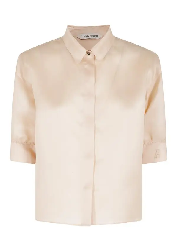 Alberta Ferretti Short Sleeve Boxy Shirt - Nude