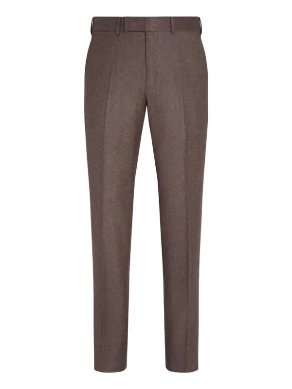 Zegna Melange Wool And Cashmere Tailored Pants - Light Brown