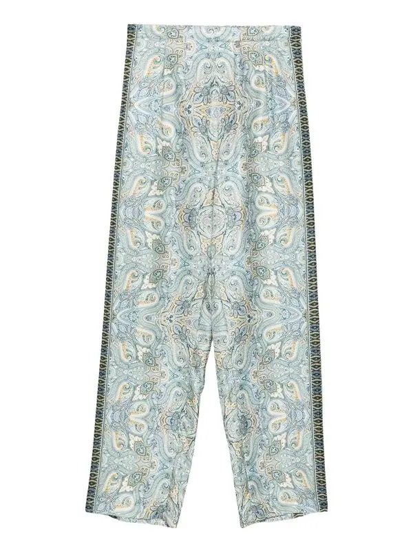 Etro Paisley Print Trousers - Green