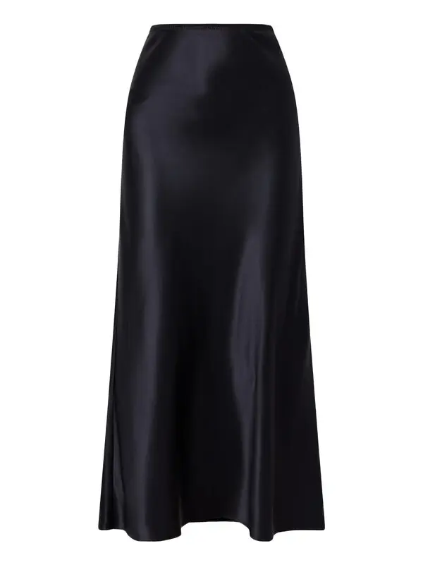 JOSEPH Isaak Long Silk Satin Skirt - Black