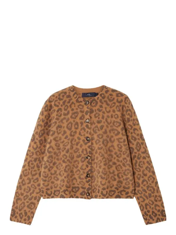 Arch4 Long Sleeve Leopard Print Cardigan - Brown