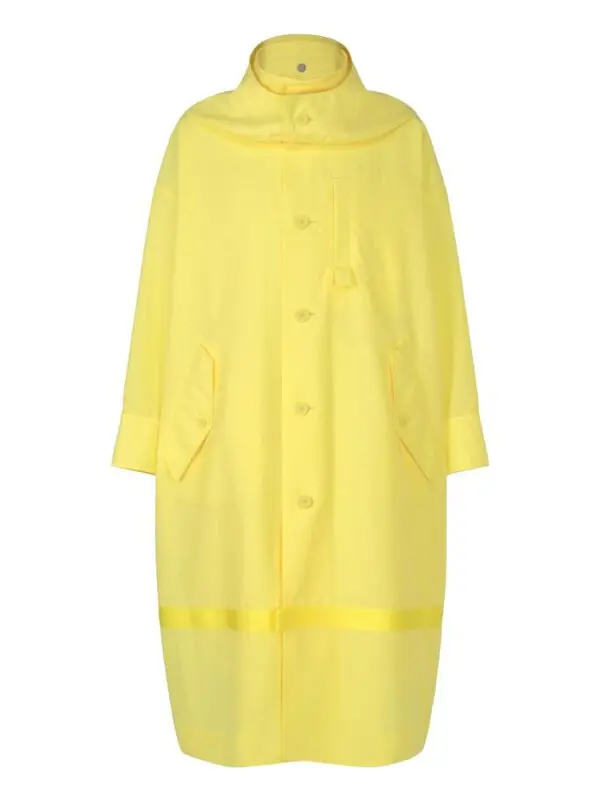 Issey Miyake Homme Plissé Hooded Logo-print Carrier Coat - Yellow