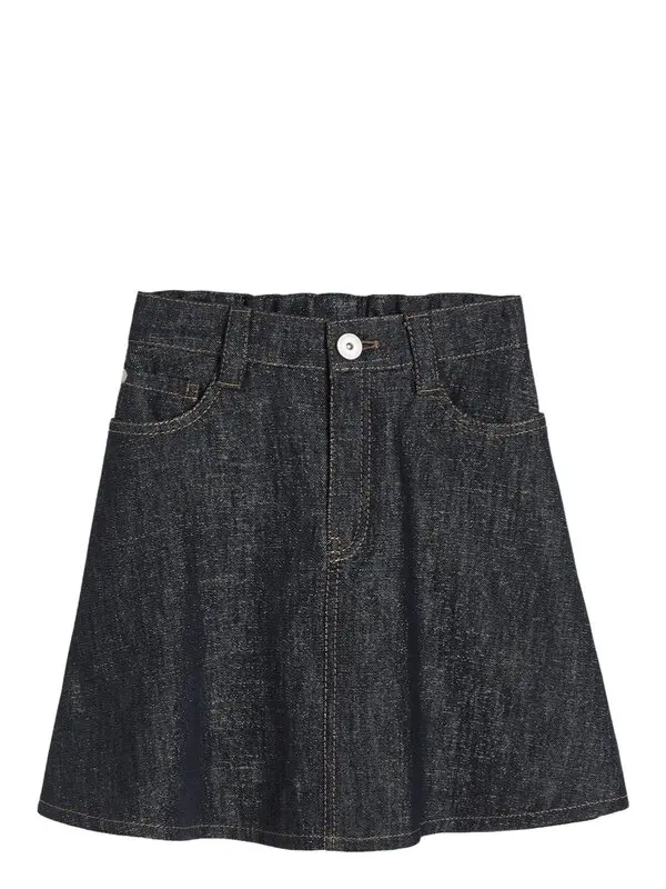 Brunello Cucinelli Monili Detailed Flared Denim Skirt - Dark Denim