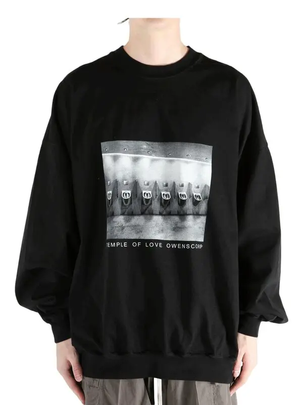 Rick Owens Graphic Print Long Sleeve T-shirt - Black