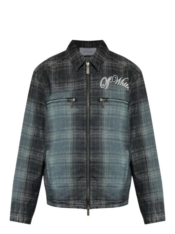 Off-White Checked Zip-up Jacket - Black