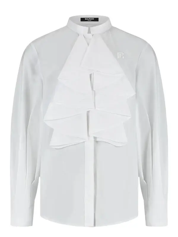 Balmain Ruffled Long-sleeve Shirt - White
