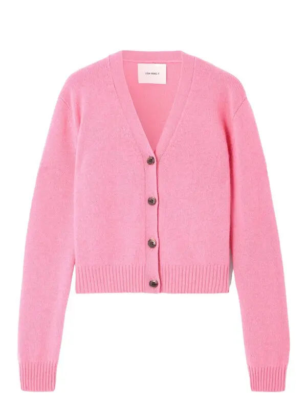 LISA YANG Long-sleeved V-neck Cardigan - Pink