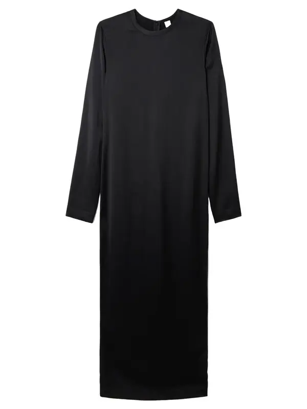 TOTEME Satin Maxi Dress With Long Sleeves - Black