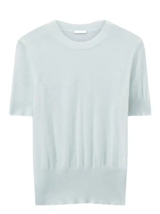 JOSEPH Short-sleeve Round-neck T-shirt - Oxford Blue