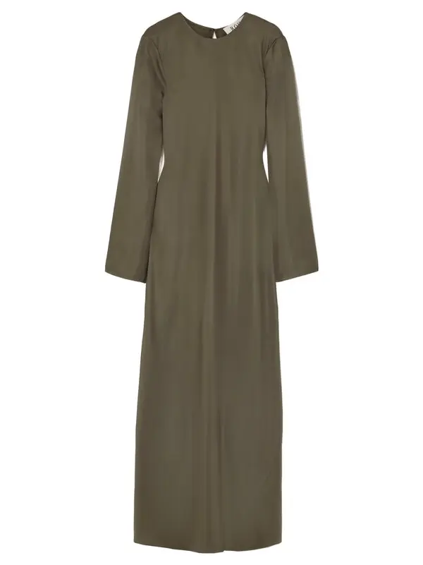 RÓHE Round Neck Long Silk Twill Dress - Brown
