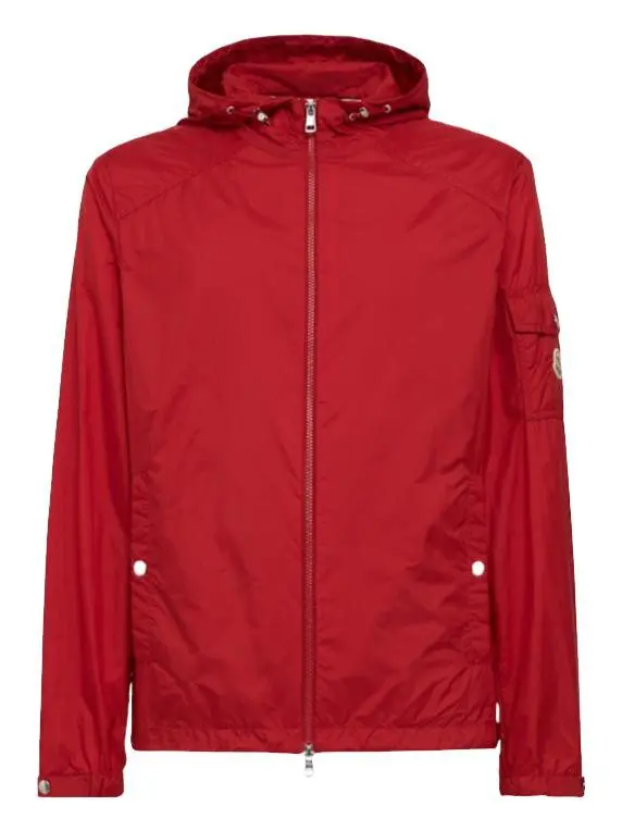 Moncler Hooded Nylon Rain Jacket - Red