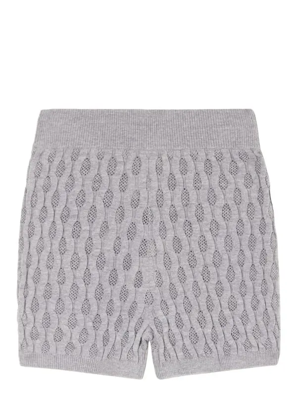 Dries Van Noten Merino Wool Knit Cutout Shorts - Grey