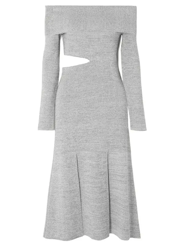 Proenza Schouler Off-shoulder Cutout Midi Dress - Grey