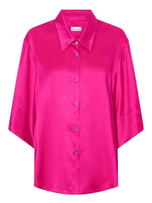 Dries Van Noten Clea Satin Silk Shirt - Purple-red